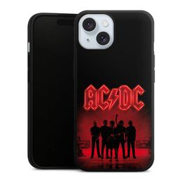 DeinDesign iPhone 15 Handy Premium Silikon H&uuml;lle Handyh&uuml;lle schwarz Case Band Acdc Official Licensed Product Silikon Premium Case