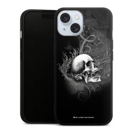 DeinDesign iPhone 15 Handy Premium Silikon H&uuml;lle Handyh&uuml;lle schwarz Case Gothic Skull Skulls Silikon Premium Case