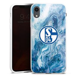 DeinDesign iPhone Xr Handy Silikon H&uuml;lle Case wei&szlig; Handyh&uuml;lle Logo Fc Schalke 04 Merchandise Silikon Case