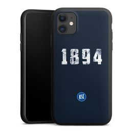 DeinDesign iPhone 11 Handy Premium Silikon H&uuml;lle Handyh&uuml;lle schwarz Case Karlsruher Sc Ksc Bundesliga Silikon Premium Case