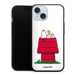 DeinDesign iPhone 15 Handy Premium Silikon H&uuml;lle Handyh&uuml;lle schwarz Case Snoopy Peanuts Official Licensed Product Silikon Premium Case