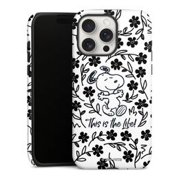 DeinDesign iPhone 15 Pro Max Handy Panzer Handyh&uuml;lle robuste Outdoor H&uuml;lle Schutzh&uuml;lle gl&auml;nzend Peanuts Flowers Snoopy Tough Case