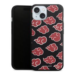 DeinDesign iPhone 15 Handy Premium Silikon H&uuml;lle Handyh&uuml;lle schwarz Case Naruto Shippuden Pattern Akatsuki Silikon Premium Case