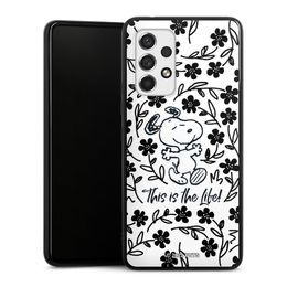DeinDesign Galaxy A53 5G Handy Silikon H&uuml;lle Case schwarz Handyh&uuml;lle Flowers Peanuts Snoopy