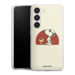 DeinDesign Galaxy S23 Handy Silikon H&uuml;lle Case transparent Handyh&uuml;lle Snoopy Official Licensed Product Kindheit Silikon Case