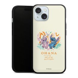 DeinDesign iPhone 15 Handy Premium Silikon H&uuml;lle Handyh&uuml;lle schwarz Case Official Licensed Product Lilo & Stitch Disney Silikon Premium Case