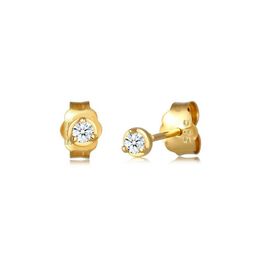 Elli DIAMONDS Paar Ohrstecker Solitär Basic Edel Diamant (0.06 ct) 585 Gelbgold, goldfarben