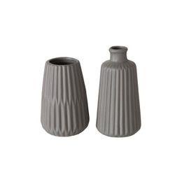 Boltze Tischvase Deko Vase im 2er Set aus Keramik Mattes Design- Grau