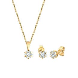 Elli DIAMONDS Ohrring und Ketten Set Solitär, 0907820815 (Set, 4-tlg), mit Diamanten, goldfarben