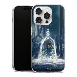DeinDesign iPhone 15 Pro Handy Slim Case Silikon Handyh&uuml;lle transparent H&uuml;lle extra d&uuml;nn Rose The Beauty And The Beast Disney Princess Silikon Slim Case