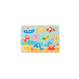 Tooky Toy Holzpuzzle Marine 11-teilig TY856, 10 bunte Puzzleteile, ab 18 Monate bunt