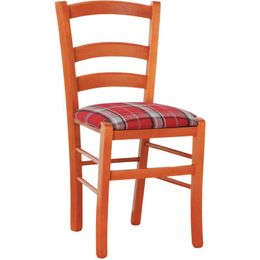 OKAFFAREFATTO - Stuhl aus venezianischem Kirschholz mit gepolstertem Sitz aus Stoff