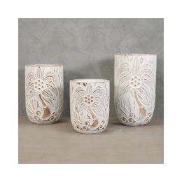 Oriental Galerie Dekofigur 3er Set Holz Vase Blumenkübel whitewash 3 Stk (1 St)