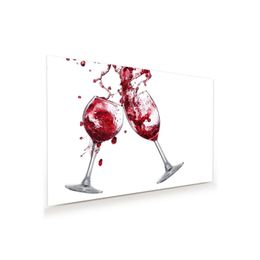 Primedeco Glasbild Wandbild Rotwein Splash mit Aufhängung