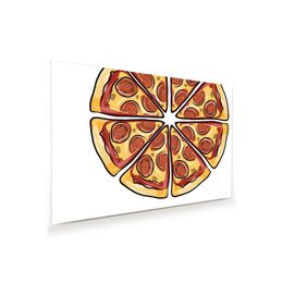 Primedeco Glasbild Wandbild Pizzaecken Design mit Aufhängung