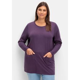 sheego Große Größen: Longshirt mit aufgesetzten Taschen, pflaume, Gr.42