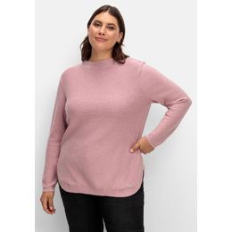 Große Größen: Pullover mit Stehkragen und gerundetem Saum, rosé, Gr.44