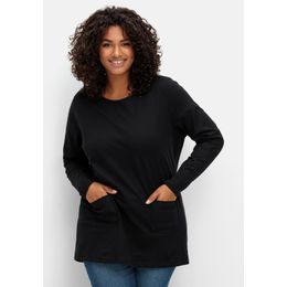 sheego Große Größen: Longshirt mit aufgesetzten Taschen, schwarz, Gr.40