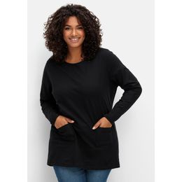 sheego Große Größen: Longshirt mit aufgesetzten Taschen, schwarz, Gr.54