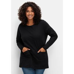 sheego Große Größen: Longshirt mit aufgesetzten Taschen, schwarz, Gr.48