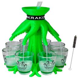 Schnapskrake Schnapsglas Schnapskrake® Neongrün Shotverteiler Getränkeverteiler 8 Gläser á 3cl