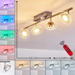 hofstein Marsen Deckenleuchte LED Nickel-Matt, 4-flammig, Fernbedienung, Farbwechsler