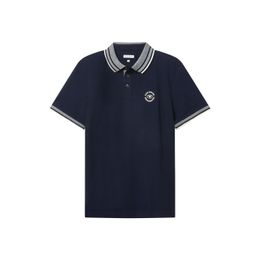 Tom Tailor Herren Basic Poloshirt, blau, Logo Print, Gr. S