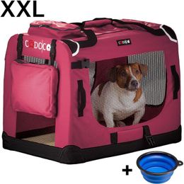 Hundetransportbox faltbar Katzentransportbox Transportbox Autobox Hundebox Box versch. Größen Farbwahl xxl - Dunkelrot - Cadoca