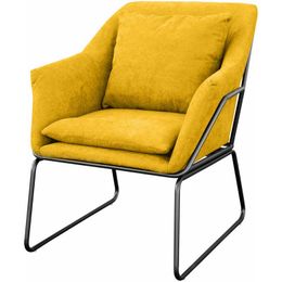 SVITA - josie Sessel gepolstert Beistellsessel Couch Einzel Relaxsessel Stoff Gelb