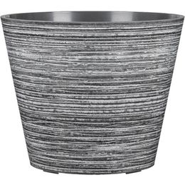 Scheurich Purista+ 30, Pflanzgefäß/Pflanzkübel, rund, Farbe: Grey Line, hergestellt mit recyceltem Kunststoff, 8 Jahre Garantie, für den Außenbereich - Grey