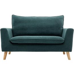 Miliboo Skandinavisches Sofa 2-Sitzer mit Samteffekt in Blaugrün jonas - Entenblau