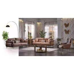JVmoebel Wohnzimmer-Set Braune Couchgarnitur Luxus 3+3+1 Sitzer Wohnzimmer Möbel