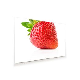 Primedeco Glasbild Wandbild Frische Erdbeere mit Aufhängung