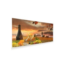 Primedeco Glasbild Wandbild Herbstlicher Weinberg mit Aufhängung