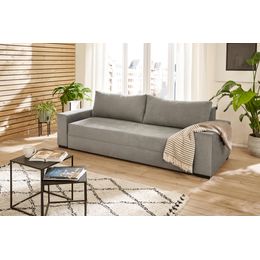 SUN GARDEN Trier Schlafsofa 240x95x74 cm mit Stauraumfunktion und Kissen Grau