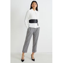 Yessica Stoffhose-High Waist-Tapered Fit-kariert