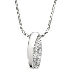 Zeeme Silber Halskette 925/- Sterling Silber Zirkonia weiß 42+5cm Rhodiniert