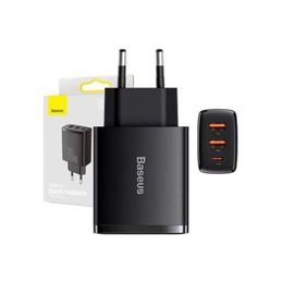 Baseus Charger Compact Quick Charger 2xUSB USB-C PD 3A 30W - Black