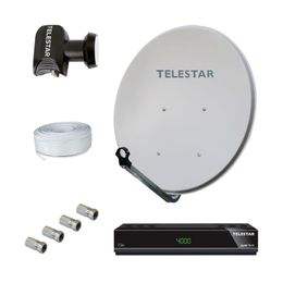 Telestar Sat Antenne Komplett Set 60cm Spiegel TwinLNB 50m Kabel HD Receiver