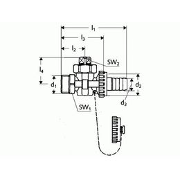 Schell F+E-K&uuml;kenhahn 1/2" messing mit Schlauchverschraubung 12,5bar 139070099