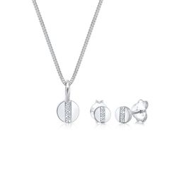 Elli DIAMONDS Schmuckset Kreis Geo Form Diamant (0.05 ct) 925 Silber Figa, silberfarben