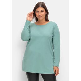 sheego Große Größen: Longshirt mit hohen Seitenschlitzen, jade, Gr.48