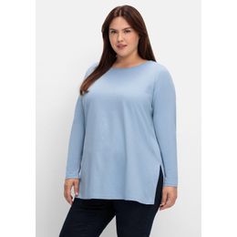 sheego Große Größen: Longshirt mit hohen Seitenschlitzen, bleu, Gr.48