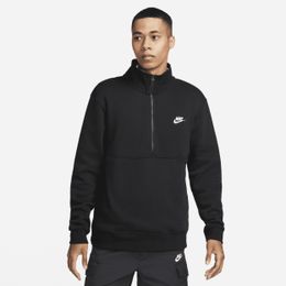 Nike Sportswear Club Herren-Pullover mit angerautem Material und Halbreißverschluss - Schwarz