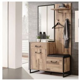 Forte Möbel Forte Möbel Garderobe Stab Eiche Nb. / grau Garderobe Set OHNE Sitzkissen