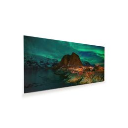 Primedeco Glasbild Wandbild Naturlandschaft Nordlicht Lofoten mit Aufhängung
