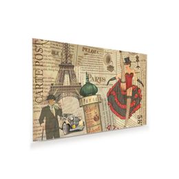 Primedeco Glasbild Wandbild Vintage-Poster Paris mit Aufhängung