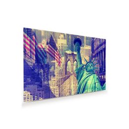 Primedeco Glasbild Wandbild Collage NYC Wahrzeichen mit Aufhängung