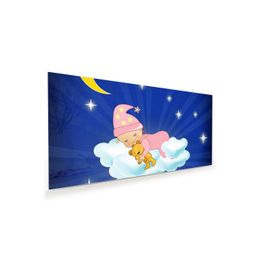 Primedeco Glasbild Wandbild Baby auf Wolke mit Aufhängung