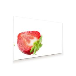 Primedeco Glasbild Wandbild Vier Erdbeeren mit Aufhängung